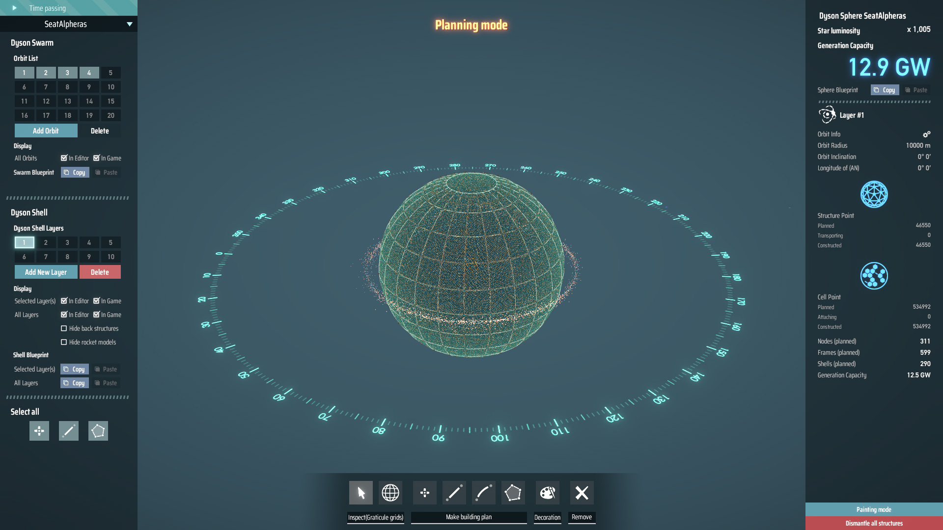 Dyson Sphere Blueprints - 12.5 GW (on G-Type star) Simple Sphere