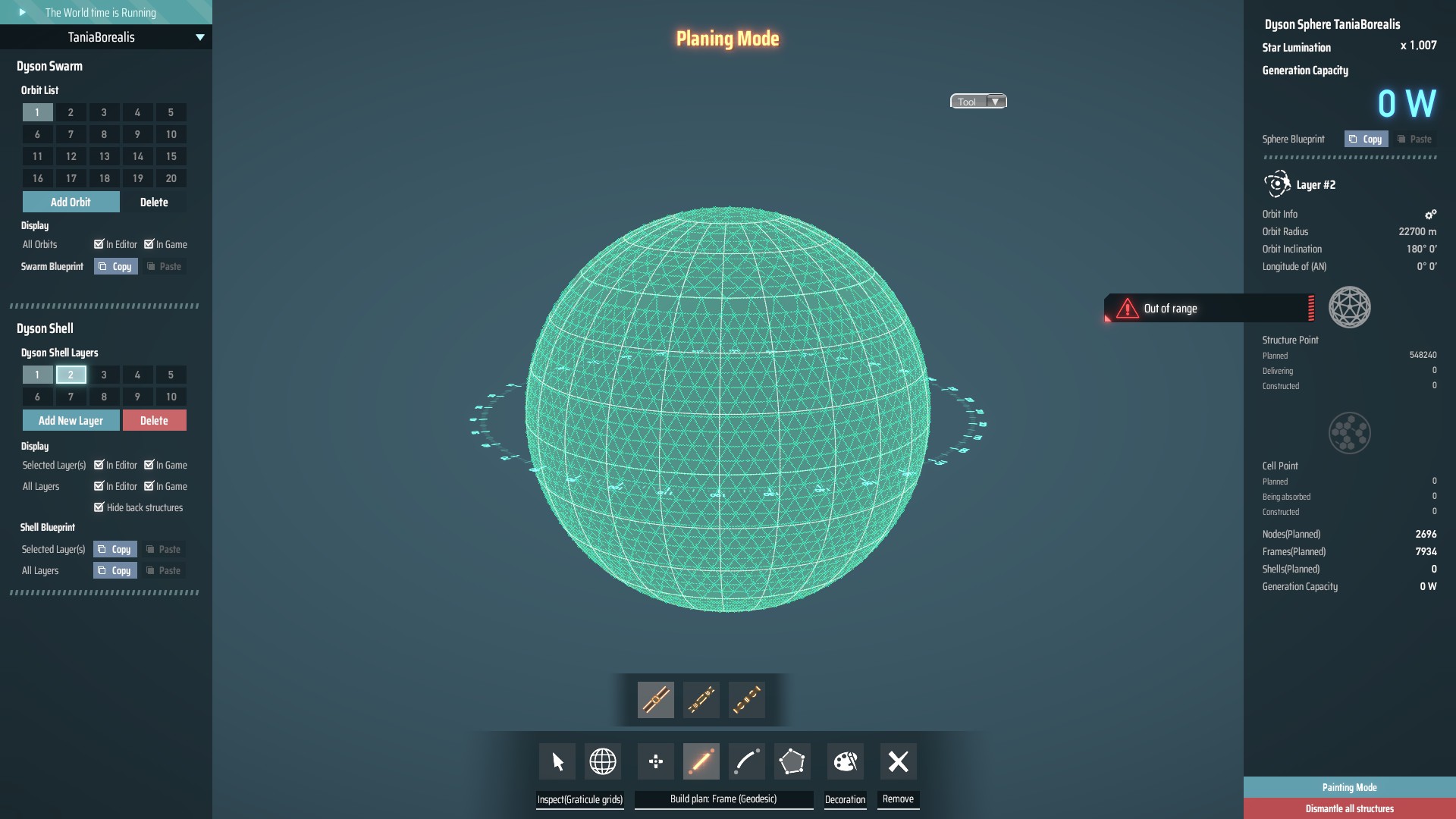 Dyson Sphere Blueprints - Dense sphere - 2696 nodes Structure only