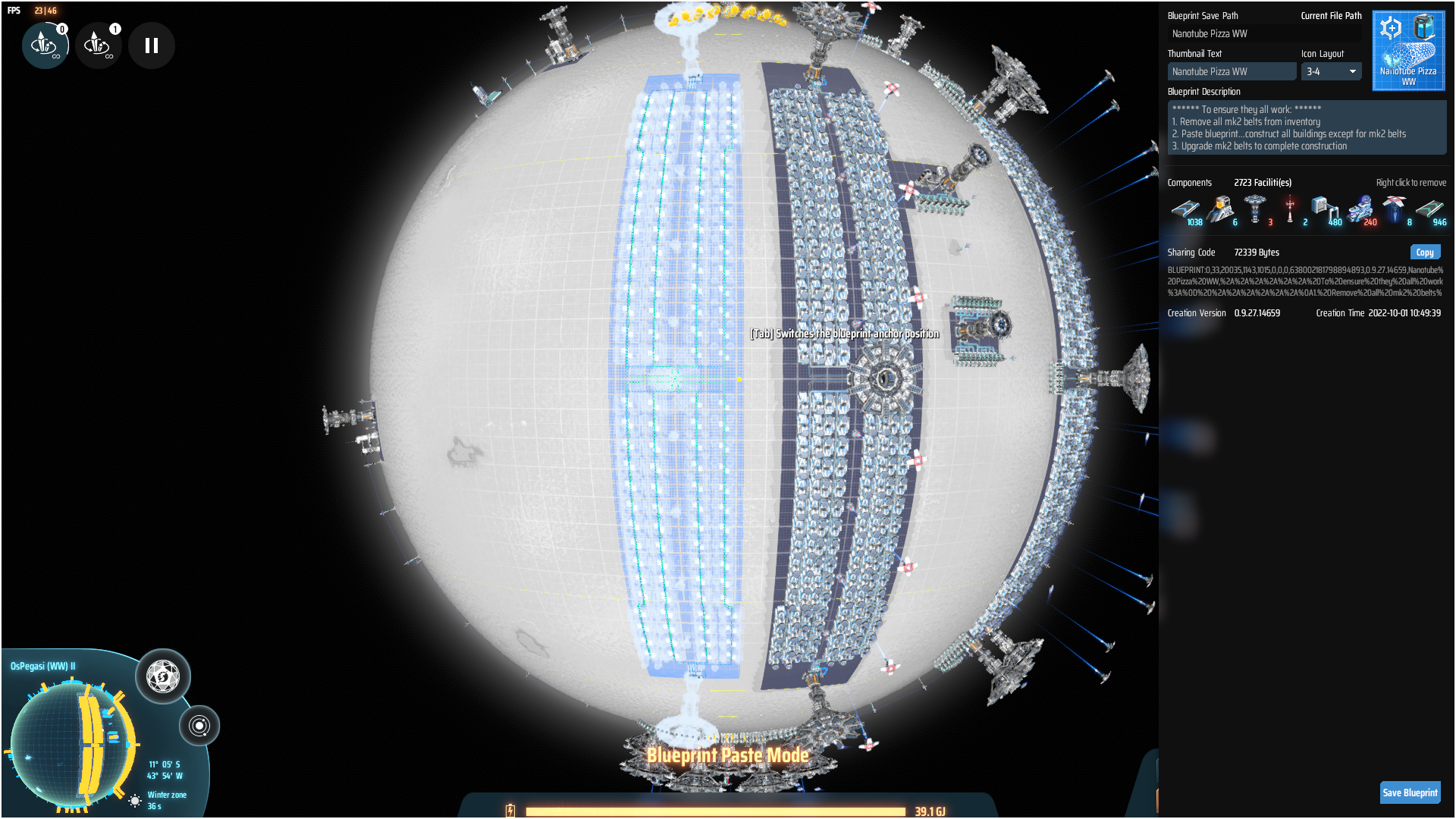 Dyson Sphere Blueprints - Nanotube Waterworld Destroyer