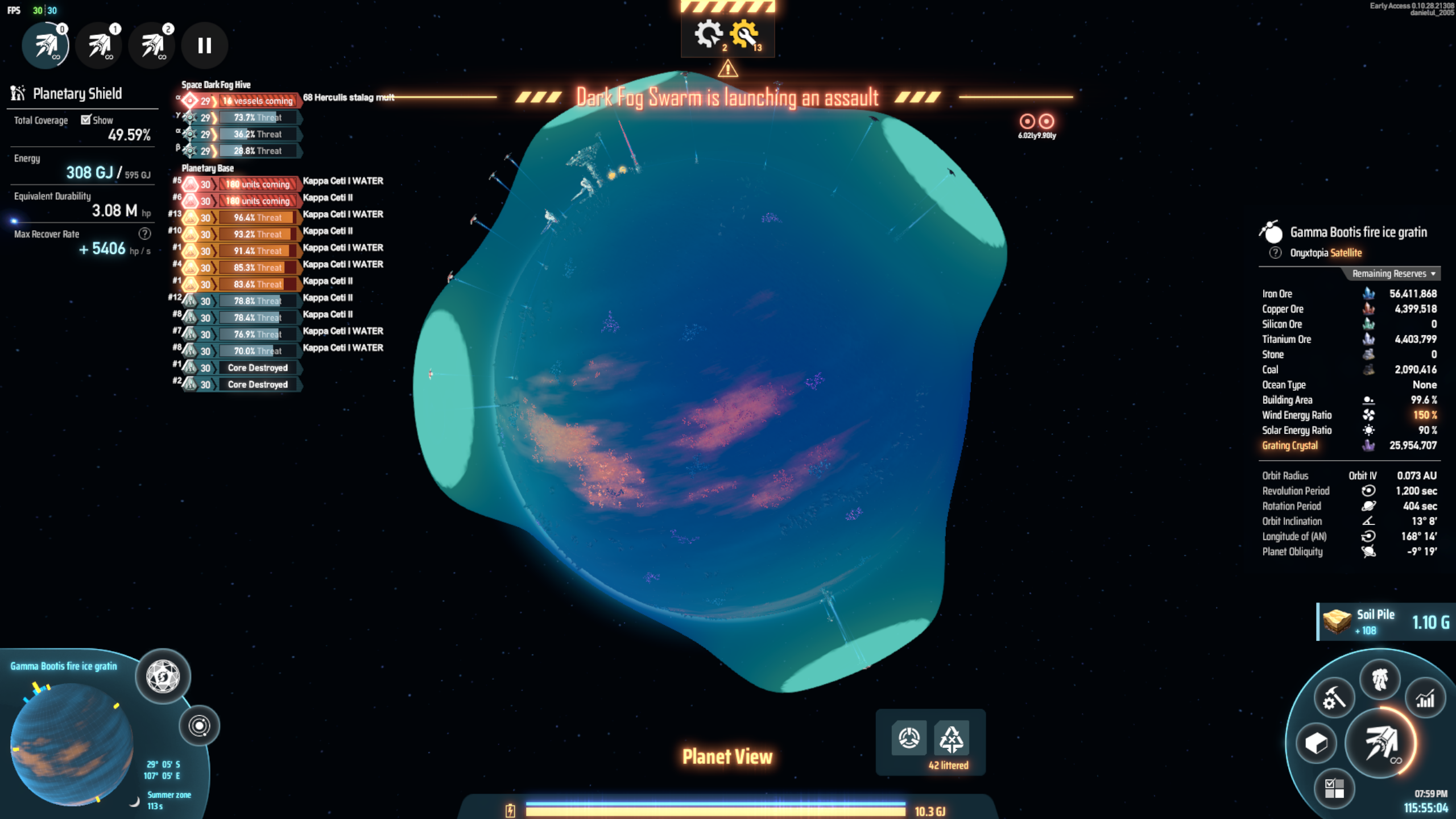 Dyson Sphere Blueprints - Full planetary shield coverage with 2 shields at poles 6 on the planet