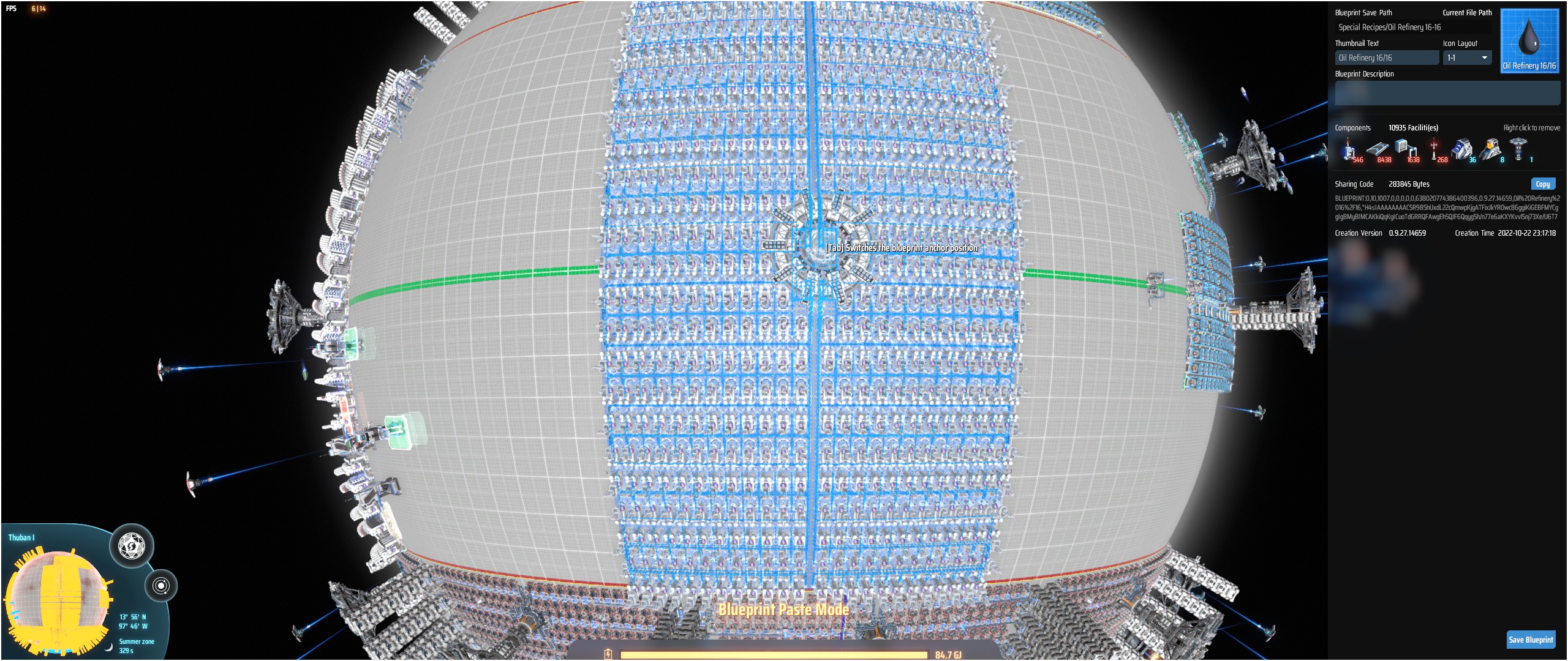 Dyson Sphere Blueprints - A Very Large Refined Oil Blueprint