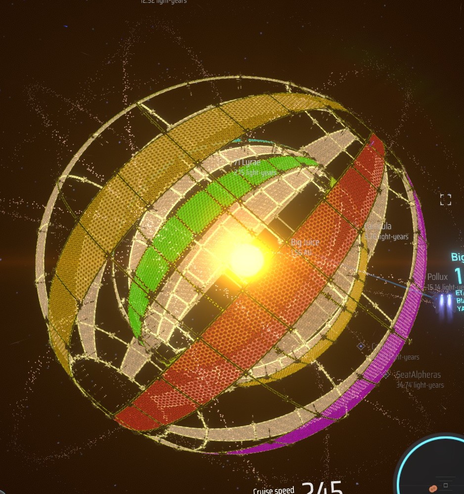 Dyson Sphere Blueprints - Gilded Rainbow Cage, Counter-rotating, 2 layers